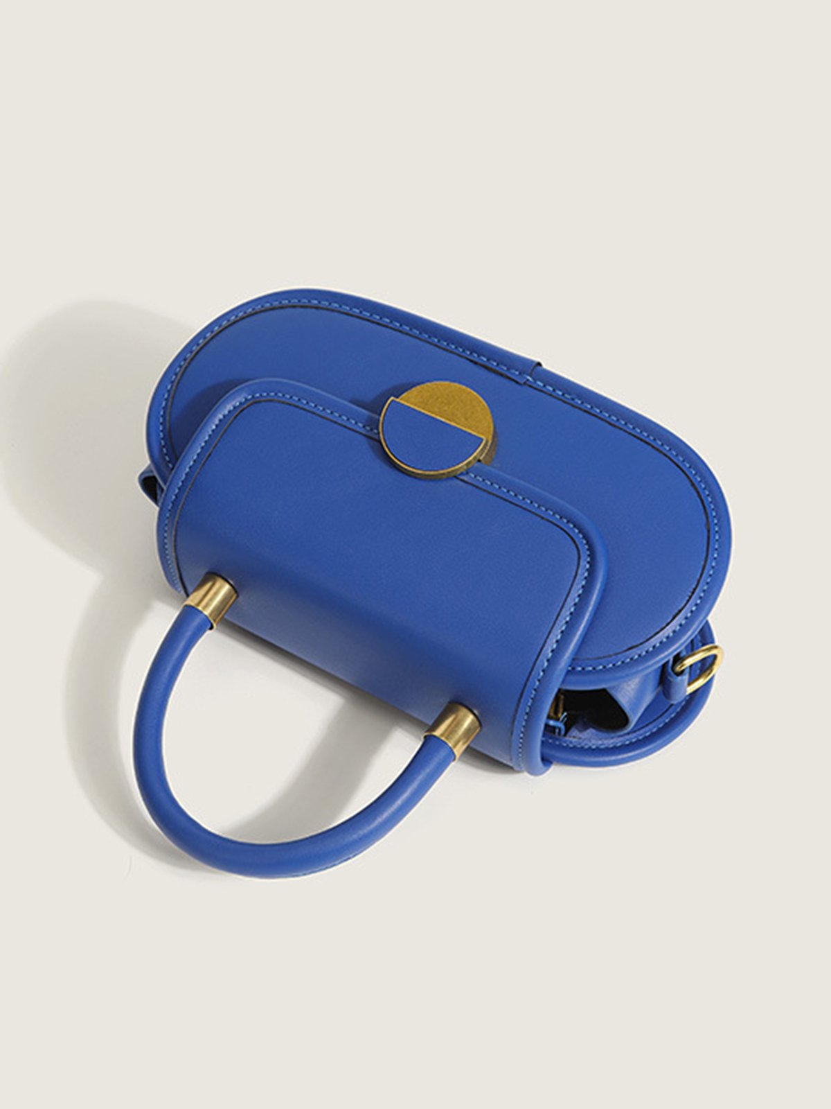 Stylish Color Block Oval Handbag with Crossbody Strap | zolucky