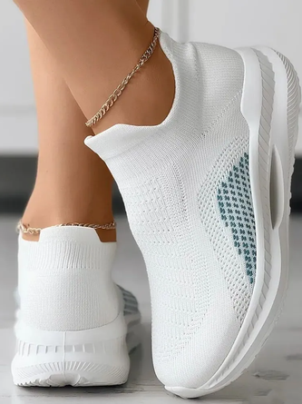 Mesh Fabric Plain Casual Flyknit Sneakers | zolucky