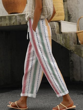 Loose Casual Color Block Pants | zolucky
