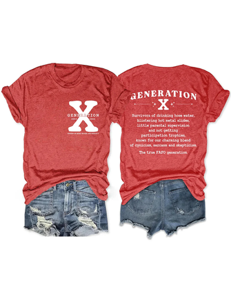 Generation X Text Letters Casual T-Shirt | zolucky