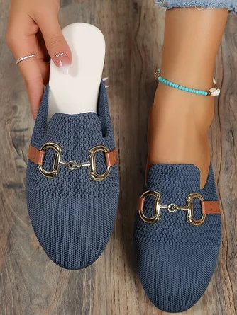 Casual Plain All Season Mesh Fabric Mules | zolucky