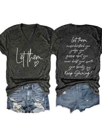 Crew Neck Text Letters Casual T-Shirt | zolucky