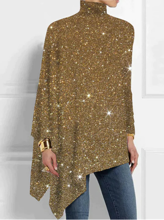 Turtleneck Casual Abstract Loose Blouse | zolucky