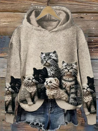 Women's Simple Cat Sweater | zolucky