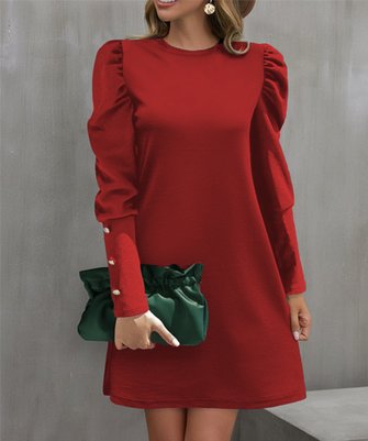 Women's Crew Neck Casual Midi H-Line Dress | zolucky