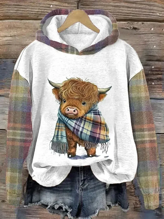 Wearshes Cute Highland Cow Print Casual Sweatshirt Hoodie | zolucky