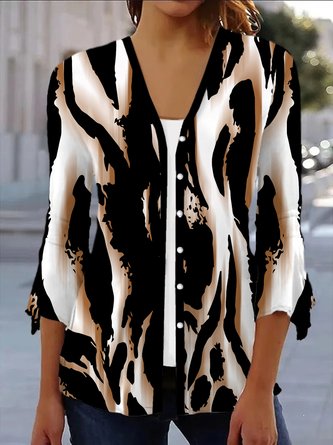 Zebra Print Casual Long Sleeve Shawl Jacket | zolucky