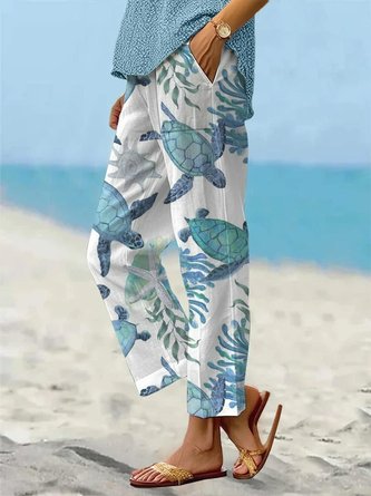 Women Animal Print Vacation Casual Pants | zolucky