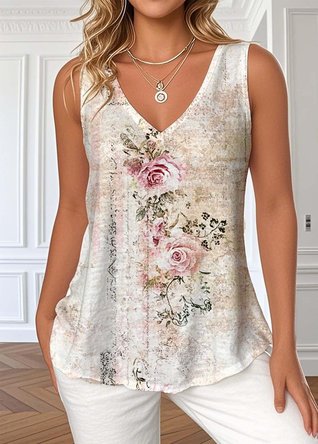 V Neck Loose Gradient Pattern Casual T-Shirt | zolucky