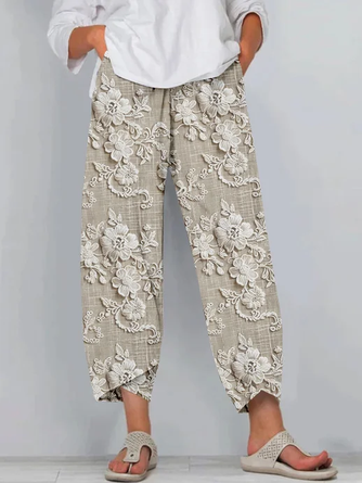 Women's Spring Floral Print Casual Pants | zolucky