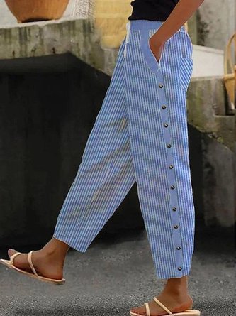 Women's Striped Print Spring Casual Pants | zolucky