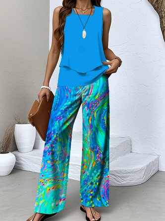 Casual Regular Fit Crew Neck Two-Piece Set | zolucky