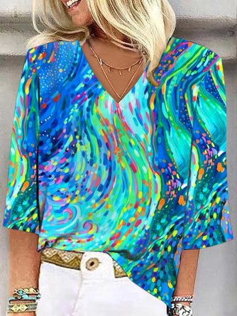 Casual Abstract Graphic Blouse | zolucky