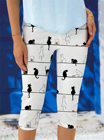 Casual Regular Fit Cat Pants | zolucky