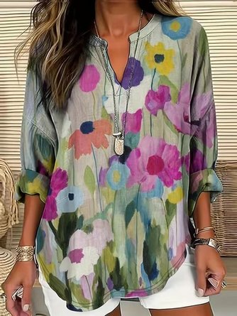 Women's Floral Spring Print Casual Shirt | zolucky