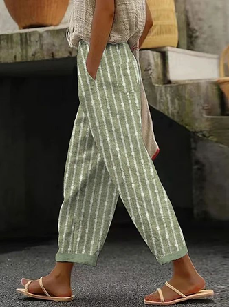 Women's Striped Print Casual Pants | zolucky