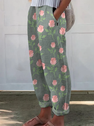 Women's Floral Print Casual Pants | zolucky
