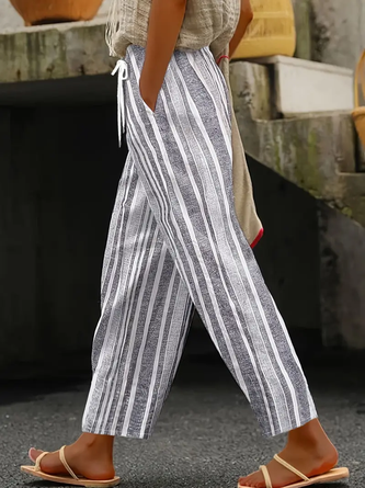 Women's Striped Print Casual Pants | zolucky