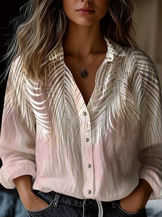 Gradient Pattern Shirt Collar Loose Casual Shirt | zolucky