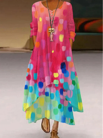 Women's Elegant Casual Double Layer Color Contrast Dress | zolucky