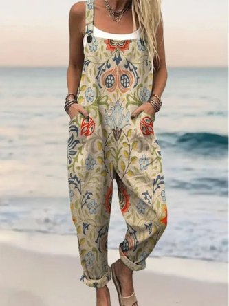 Ethnic Regular Fit Cotton And Linen Jumpsuit | zolucky