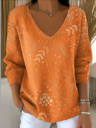 Casual Floral Sweater | zolucky