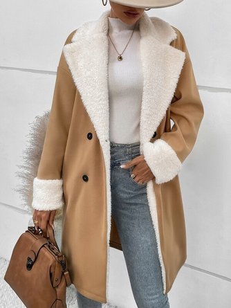 Fluff/Granular Fleece Fabric Street Split Joint Coat | zolucky