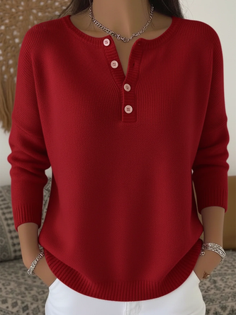 Women's Classic Casual Knit Button Sweater | zolucky