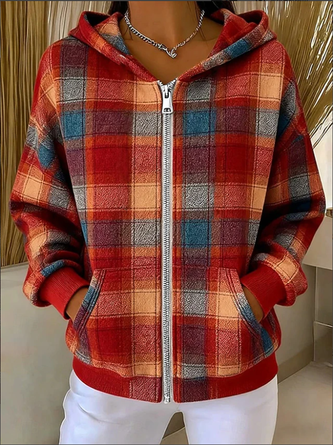 Hoodie Casual Loose Multicolor Block Jacket | zolucky