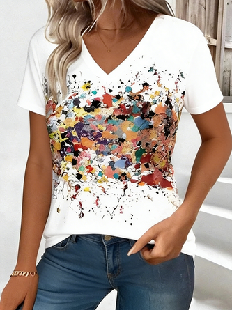 Casual Random Print Jersey T-Shirt | zolucky