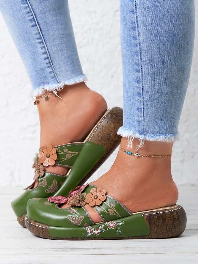 Vintage Floral Mules Clog Shoes | zolucky